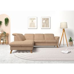 Sit & More Ecksofa SIT & MORE, B:250cm H:91cm T:220cm, braun, 100% Polyester, Wohnzimmer, Sofas, "Romero L-Form", wahlweise mit oder ohne TV-Funktion,