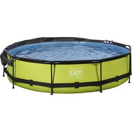 Framepool EXIT, H:76cm &Oslash;:360cm, gr&uuml;n, Schwimmbecken, "inkl. Sonnensegel", &Oslash;xH: 360x76 cm, mit Kartuschen-Filterpumpe & Filterkartusche