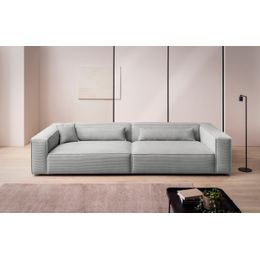 3-Sitzer, B:316cm H:66cm T:136cm, grau, LeGer Home by Lena Gercke, 100% Polyester, Sofas, "PIARA XXL, Sofa mit Kedernaht in Cord, Leinenoptik o.
