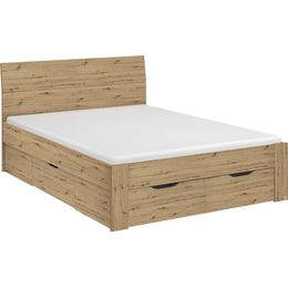 Bett Rauch, B:145cm H:90cm L:209cm, braun, Schlafzimmer, Betten, "Einzelbett Doppelbett Stauraum FLEXX Breiten 90/140/180 cm", Einzelbett Doppelbett