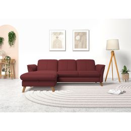 Sit & More Ecksofa SIT & MORE, B:245cm H:91cm T:178cm, rot, 100% Polyester, Wohnzimmer, Sofas, "Romero L-Form", wahlweise mit oder ohne Relax-Funktion,