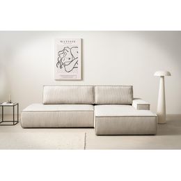 Ecksofa Home Affaire, B:275cm H:85cm T:167cm, beige, 100% Polyester, Wohnzimmer, Sofas, "SHERWOOD, Schlafsofa in L-Form offen (275cm), Cord,