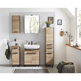 Badezimmerspiegelschrank SAPHIR, B:60cm H:70cm T:20cm, braun, Schr&auml;nke, "Quickset 395 Badschrank, 2 Spiegelt&uuml;ren, 2 Einlegeb&ouml;den, 60 cm breit", inkl.