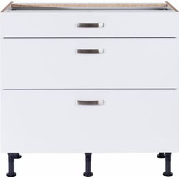 Unterschrank KOCHSTATION, B:90cm H:87cm T:58,4cm, wei&szlig;, K&uuml;che, Schr&auml;nke, "KS-Cara", Breite 90 cm, mit Vollausz&uuml;gen und Soft-Close-Funktion