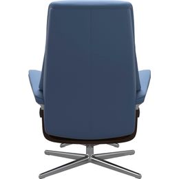 Relaxsessel stressless, B:82cm H:109cm T:81cm, blau, Wohnzimmer, Sessel, "View", mit Cross Base, Gr&ouml;&szlig;e S, M & L, Holzakzent Braun