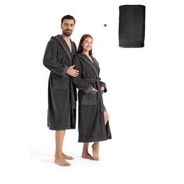 Unisex-Bademantel OTTO HOME, L:125cm, grau, Veloursfrottier, Hausmäntel, "Fenya, 330 g/m², ideal für Sauna & Spa, Hotelbademantel, Morgenmantel",
