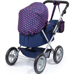 BAYER Kinder Puppenwagen "Trendy, blau/Einhorn", bunt, Kunststoff, Metall, Stoff, B:39cm H:68cm T:68cm, Puppenwagen, mit Wickeltasche