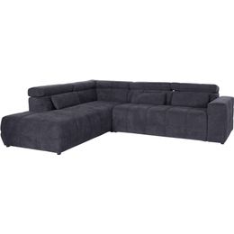 Ecksofa DOMO collection, B:275cm H:80cm T:228cm, blau, Wohnzimmer, Sofas, "Brandon L-Form, auch in Leder", inklusive Kopfteilverstellung, wahlweise