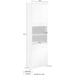 Hochschrank ByLiving, B:50cm H:192cm T:31,5cm, wei&szlig;, FSC-zertifizierter Holzwerkstoff, MDF, Badezimmer, Schr&auml;nke, "Nebraska", Breite 50 cm,