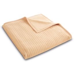 Wohndecke Biederlack, B:150cm L:200cm, beige, Baumwolle, Polyacryl, Polyester, Wohndecken, "Feel mit schöner Hoch-Tief-Struktur", Made in Germany
