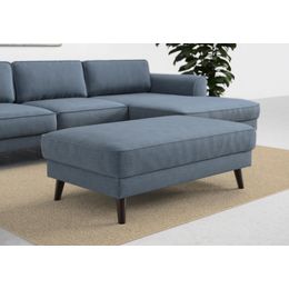 Polsterhocker Trendmanufaktur, B:123cm H:44cm T:74cm, blau, 100% Polyester, Hocker, "Lumber Jack", in moderner Optik, mit extra hohen F&uuml;&szlig;en