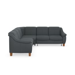 Ecksofa Home Affaire, B:270cm T:250cm, grau, 100% Polyester, Wohnzimmer, Sofas, "Caldera L-Form", Federkern, wahlweise mit Kopfteilverstellung,