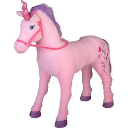 Happy People Kinder Stehpferd "Einhorn mit Stickerei", pink, Plüsch, H:70cm L:80cm, Stehtiere, mit Sound