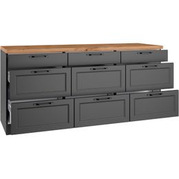 Unterschrank KOCHSTATION, B:180cm H:86cm T:60cm, grau, Holzwerkstoff, MDF, K&uuml;che, Schr&auml;nke, "KS-Lana", Breite 180 cm