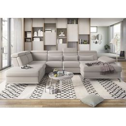 Sit & More Wohnlandschaft SIT & MORE, B:359cm H:87cm T:230cm, grau, 100% Polyester, Sofas, "Cabrio U-Form, B: 359 cm, mit Sitztiefen-, Arm- &