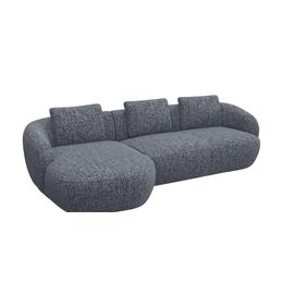 Wohnlandschaft FLEXLUX, B:276cm H:85cm T:146cm, grau, Sofas, "Torino, rund, L-Form, Sofa-Ecke mit Recamiere, Longchair-Sofa", Modernes, organisches