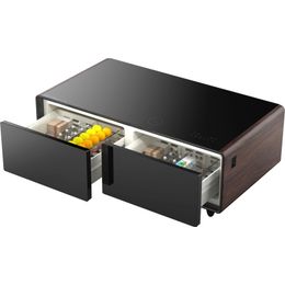 CASO GERMANY CASO Getränkekühlschrank "794 Sound & Cool Wood", B:130,5cm H:46cm T:70cm, silber, Kühlschränke, Loungetisch mit Kühlfächern, Soundbar und