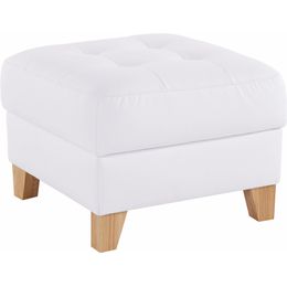 Hocker, B:70cm H:45cm T:70cm, wei&szlig;, exxpo - SOFA FASHION, Luxus-Kunstleder;NaturLEDER (echtes Rindsleder) in Sitz und R&uuml;cken. Korpus in passendem