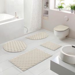 Badematte OTTO HOME, H:20mm, beige, Polyester, Badematten, "Naala, Badvorleger, Badezimmer Teppich, sehr weich", Karo-Muster, auch als 2-teiliges Set