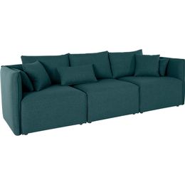 3-Sitzer OTTO HOME, B:262cm H:74cm T:90cm, blau, Samtoptik (100% Polyester);Struktur (100% Polypropylene);Webstoff (100% Polyester;Struktur fein