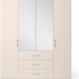 Dreht&uuml;renschrank, B:201cm H:223cm T:60cm, beige, SET ONE BY Musterring, Holzwerkstoff, Schr&auml;nke, "Henderson", mit Spiegel und 3 Schubladen, inkl.