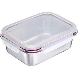 Lunchbox Westmark "Edelstahl Lunch Box/ Frischhaltedose, 1300 ml", silber, B:16,6cm H:7cm, Lebensmittelaufbewahrungsbehälter, Lunchbox, auslaufsichere Brotdose – mikrowellen- & ofenfest