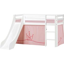 Hochbett Hoppekids, B:81cm H:9cm L:168cm, wei&szlig;, Bett: 100% Massivholz, Nordische Kiefer;Rutsche: MDF;Vorhang: 100% Baumwolle;Matratze:
