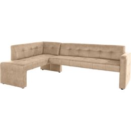 Eckbank, B:197cm H:82cm T:265cm, beige, exxpo - SOFA FASHION, Microfaser (Zusammensetzung: 100% Polyester);Lederfaserstoff (Grundgewebe 41%