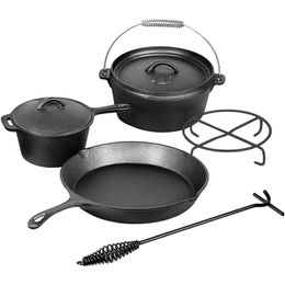 Topf-Set El Fuego, schwarz, Töpfe, "El Fuego Dutch Oven", aus Gusseisen, mit spezieller Oberflächenveredelung