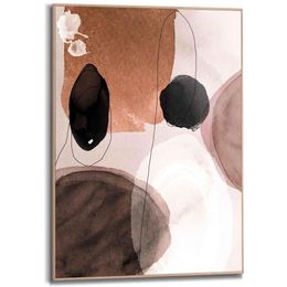 Bild Reinders, B:50cm H:70cm, braun, MDF, Wohnzimmer, Bilder, "Gerahmtes Bild Abstrakte Formen Rond - Erdfarben - Flächen"
