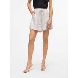V&eacute;ro Moda VERO MODA Damen Shorts "VMLINN LINEN SHORTS WVN NOOS", wei&szlig;, Gr. XS, gestreift, Web, Obermaterial: 55% Leinen, 45% Viskose, Hosen, mit Leinen