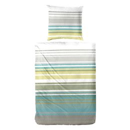 Bettwäsche Primera, grün, Perkal, Obermaterial: 100% Baumwolle, Bettwäsche, "Perkal-Bettwäsche Summer Stripe", mit modernen Streifen