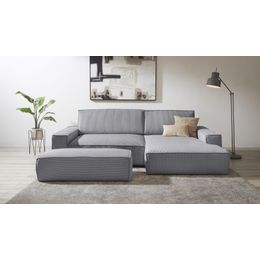 Polsterecke Home Affaire, B:284cm H:90cm T:135cm, grau, 100% Polyester, Sofas, "NEU: SHERWOOD XXL tief, L-Form mit Schlaffunktion, Big-Sofa mit