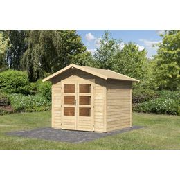 Gartenhaus Karibu, beige, Holzwerkstoff, Gartenhäuser, "Talkau 3 aus naturbelassenem Fichtenholz", Grundfläche: 8,4m², aus naturbelassenem Fichtenholz