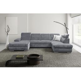 Wohnlandschaft WERK2, B:359cm H:86cm T:232cm, grau, 100% Polyester, Sofas, "Cordoba inkl. Bett, Bettkasten & Kopfteilfunktion, Breite 359 cm"