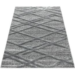 Teppich, B:240cm H:20mm L:340cm, grau, Ayyildiz Teppiche, Polypropylen (PP), Wohnzimmer, Teppiche, "PISA 4706", L&auml;ufer, rund, Hoch Tief Struktur,