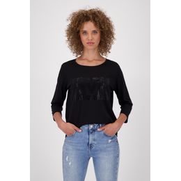 monari Damen Langarmshirt "Shirt Basic Schmuck"schwarz, Gr. 36, unifarben, Web, Obermaterial: 50% Baumwolle, 50% Modal, Shirts, Mit Schmuckdetails