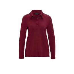 GOLDNER Damen Poloshirt "Poloshirt Langarm Poloshirt mit Schmuckband an Knopfleiste", rot, Gr. 25, Obermaterial: 95% Modal CMD. 5% Elasthan EL.,