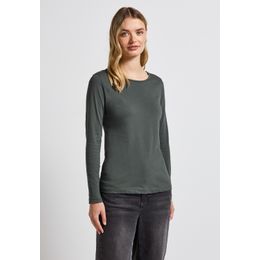 Street One Damen Langarmshirtbalsam grün, Gr. 34, unifarben, Web, 100% Baumwolle, Shirts, Basic
