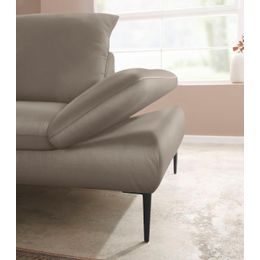 Ecksofa W.Schillig, B:294cm H:87cm T:185cm, braun, Chenille-Flachgewebe R66 (85% Polyester, 15% Nylon);Longlife Xtra-Leder Z59: Glattleder mit