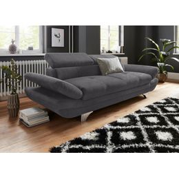 3-Sitzer COTTA, B:233cm H:75cm T:104cm, grau, Struktur (100% Polyester );Chenille (90% Polyester; 10% Polyamid ), Sofas, "Enterprise", Big-Sofa, mit