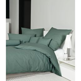 Bettw&auml;sche Janine, gr&uuml;n, Soft-Seersucker, Obermaterial: 100% Baumwolle, Bettw&auml;sche, "PIANO 0125 31 135X200,80x80", mit Rei&szlig;verschluss