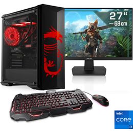 CSL Gaming-PC-Komplettsystem "HydroX V29569 MSI Dragon Advanced Edition", Microsoft Windows 11 Home (64 Bit), 16 GB RAM 500 GB SSD, schwarz,