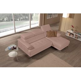 Ecksofa Egoitaliano, B:250cm H:99cm T:166cm, rosa, Leder &raquo;BULL&laquo; (echtes Rindsleder). Geschliffenes, pigmentiertes und behandeltes Rindsleder mit