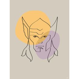 Bild Komar, B:30cm H:40cm, bunt, Holz, Papier, Wohnzimmer, Bilder, "Soulful Sanctuary Thor Head", Wandbild zur Dekoration im Kinderzimmer - ohne