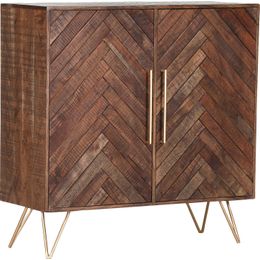 Kommode GUTMANN FACTORY, B:100cm H:105cm T:43cm, braun, Schlafzimmer, Sideboards, "Herringbone"