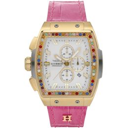 Haemmer Germany Damen Chronograph "TONNEAU", weiß, Armbanduhren, Quarzuhr, Armbanduhr,Damenuhr,Lederarmband,digital,Datum,Stoppfunktion