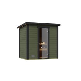 Weka Saunahaus "Kaapi 2", Saunaofen, externe Steuerung, 9 kW, gr&uuml;n, Garten, Saunen, Blockbohlen aus Fichtenholz