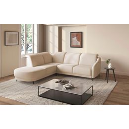 Sit & More Ecksofa SIT & MORE, B:258cm H:93cm T:249cm, beige, 100% Polyester, Wohnzimmer, Sofas, "Blues L-Form", wahlweise mit Klapptisch und USB