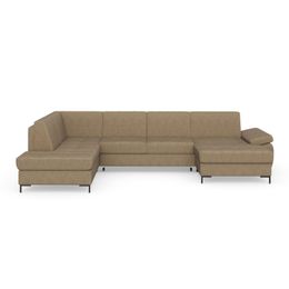 Wohnlandschaft DOMO collection, B:348cm H:84cm T:204cm, braun, 49% Polyester, 34% Viskose, 9% Leinen, 8% Polyacryl, Sofas, "Capelo, komfortabel,